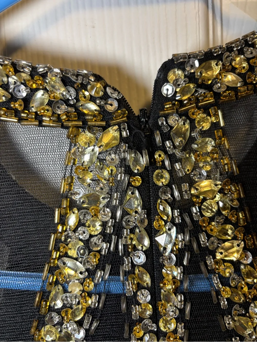 no brand | Dresses | Black Formal Gown With Gold And Silver Beading ...